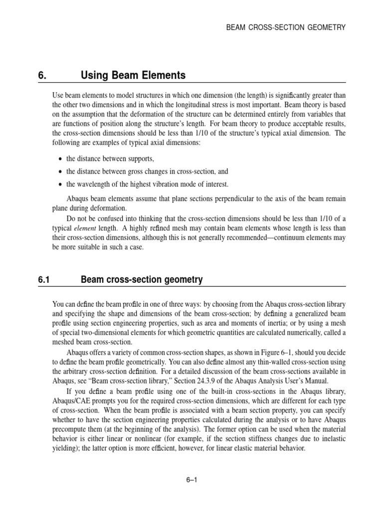 Beam Elements in Abaqus | PDF | Bending | Beam (Structure)