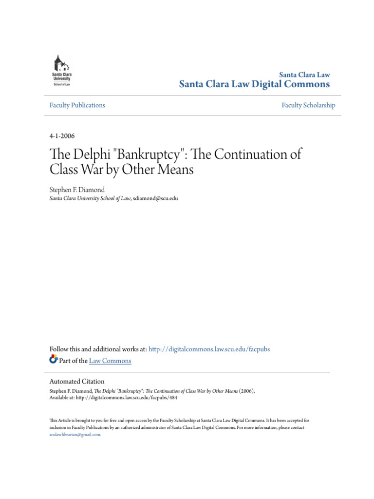 The Delphi Bankruptcy - The Continuation of Class War by Other M | PDF ...