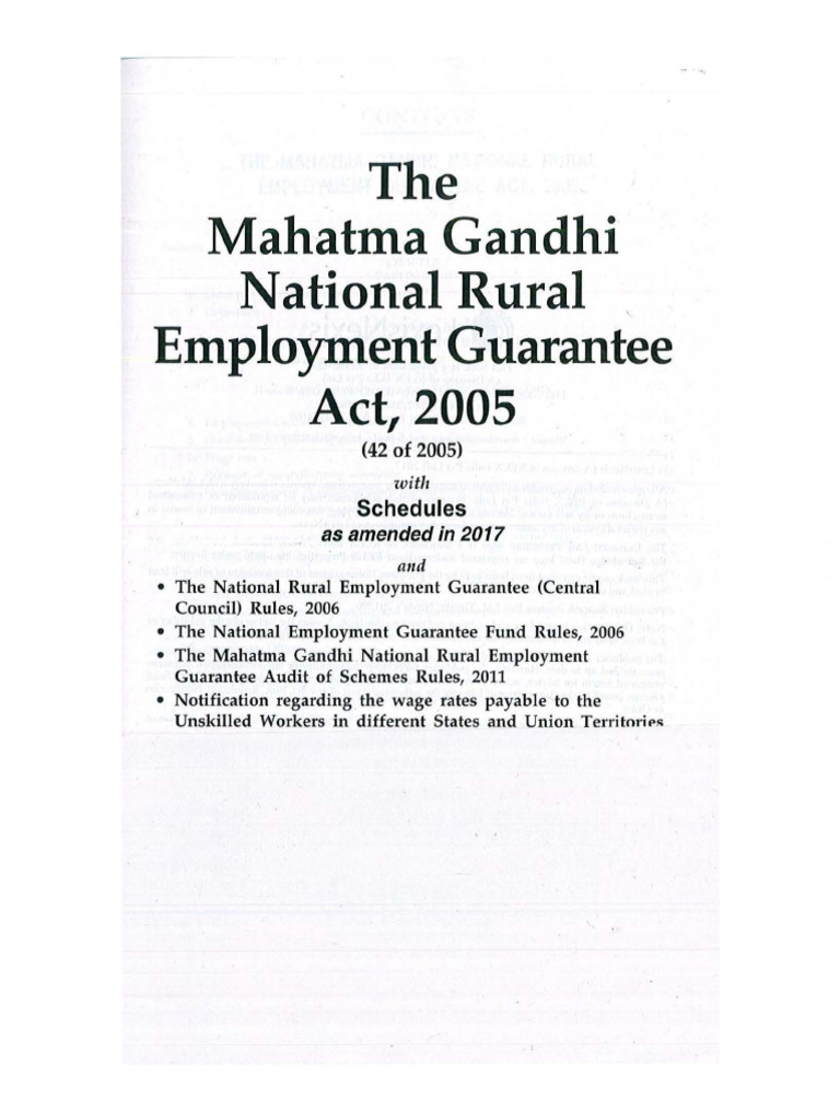 The Mahatma Gandhi National Rural Employment Guarantee Act, 2005 | PDF | Employment | Economies