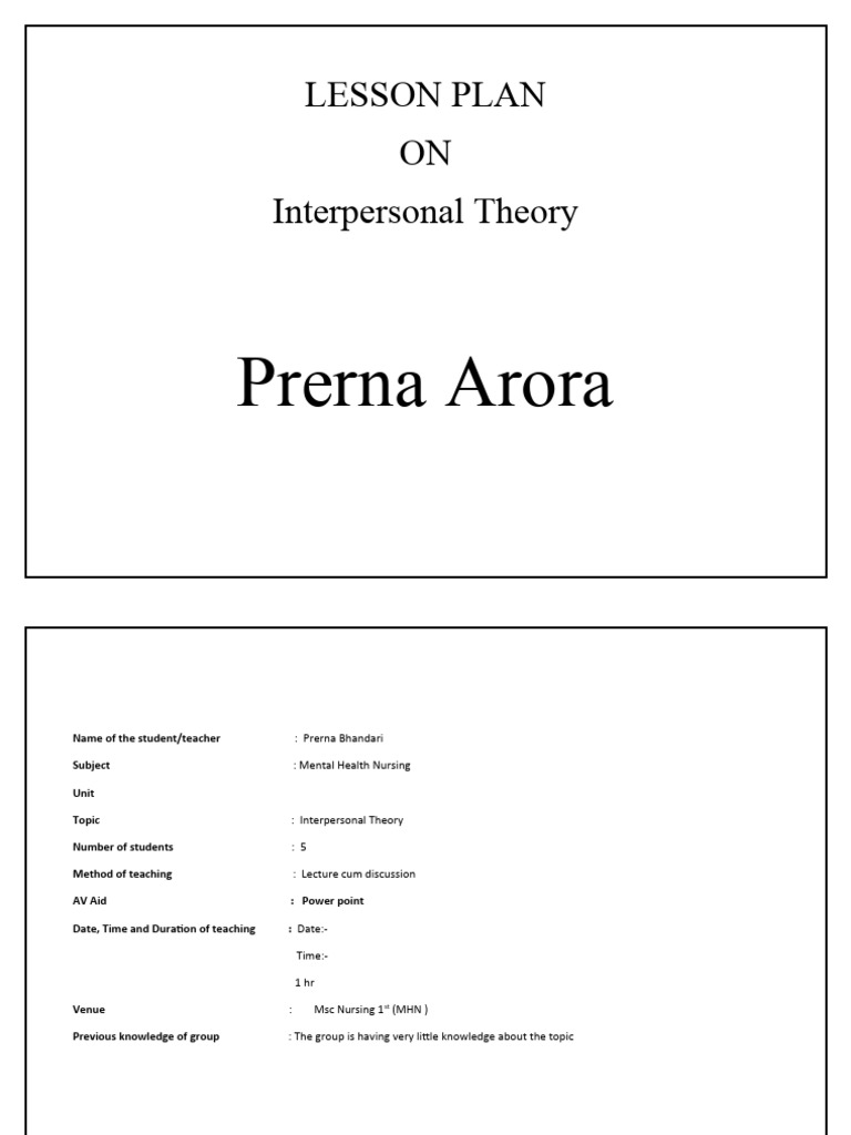 Lesson Plan Ip Theory | Download Free PDF | Adolescence | Anxiety