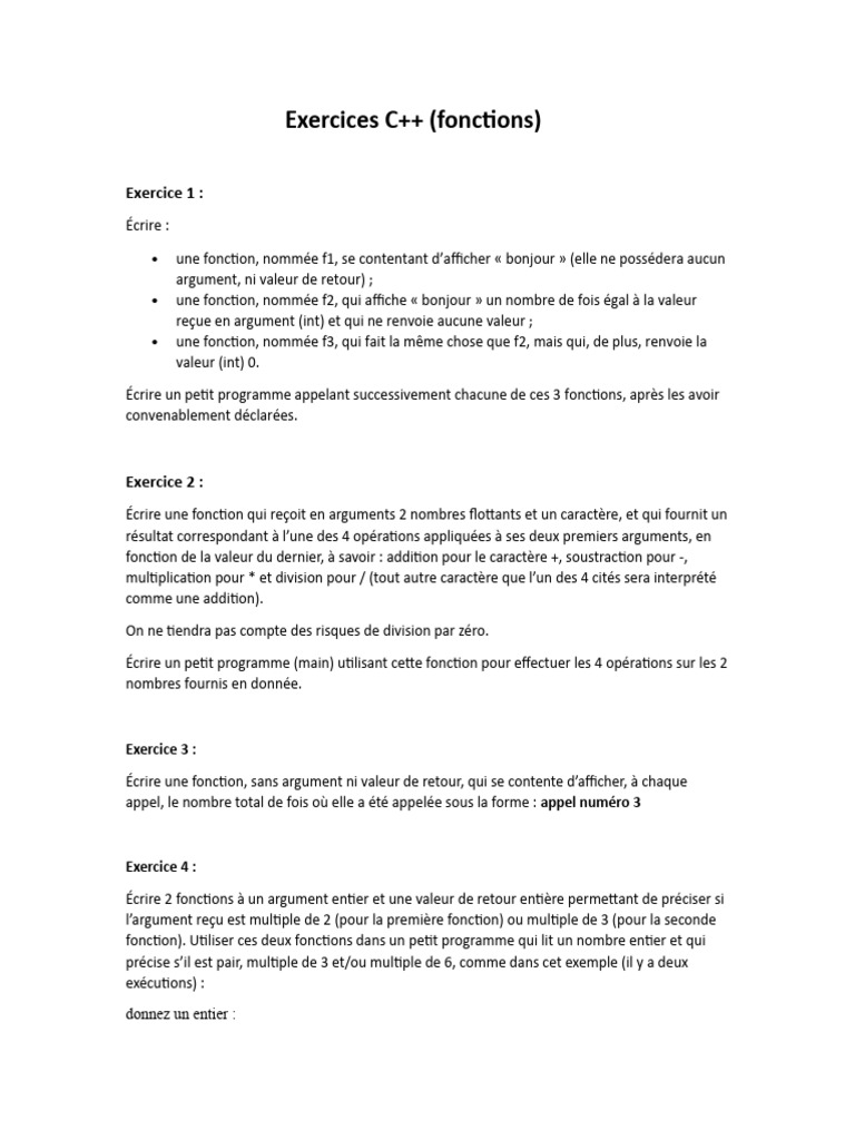 Exercices-C - Fonctions | PDF