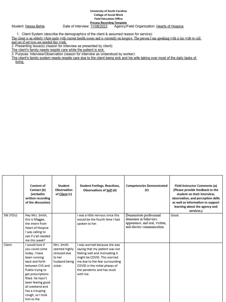 Process Recording 2 | PDF | Psychological Concepts | Psychology