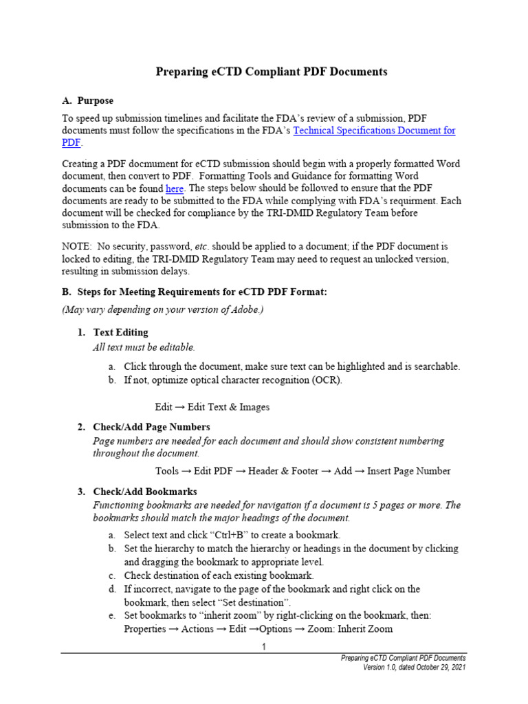 Preparing eCTD Compliant PDF Documents | PDF | Hyperlink | Computing