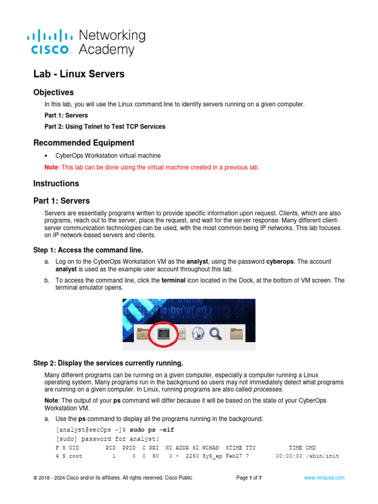 Linux Server Command Line Lab | PDF | Port (Computer Networking ...
