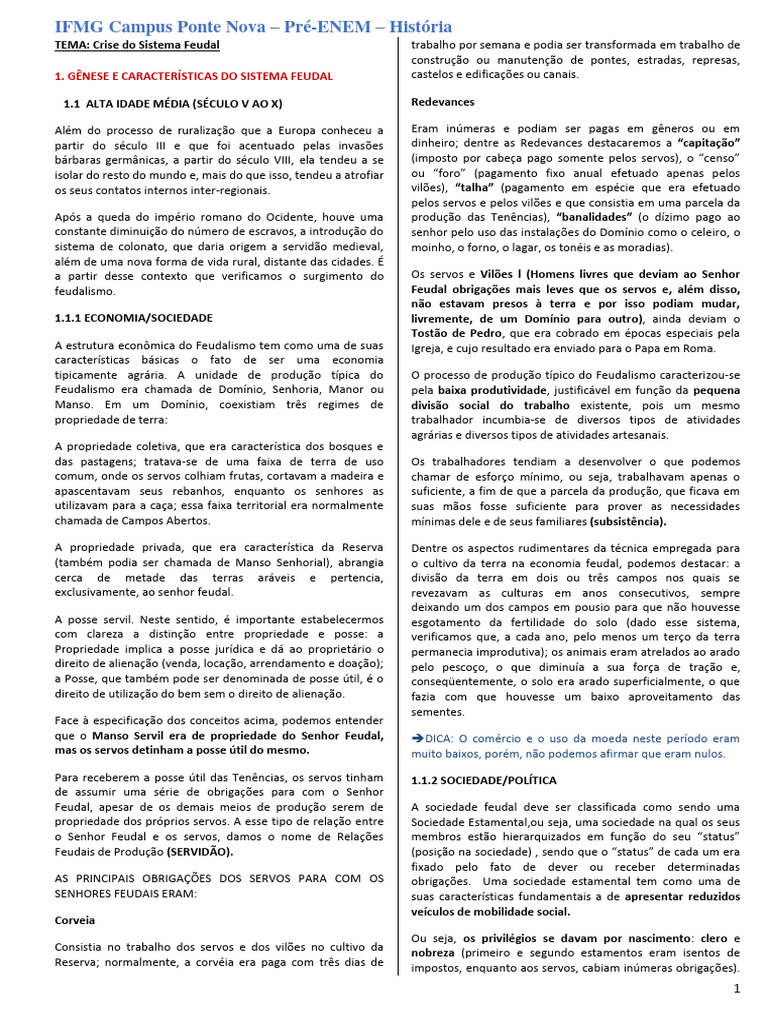 Apostila História I | PDF | Império Bizantino | Feudalismo
