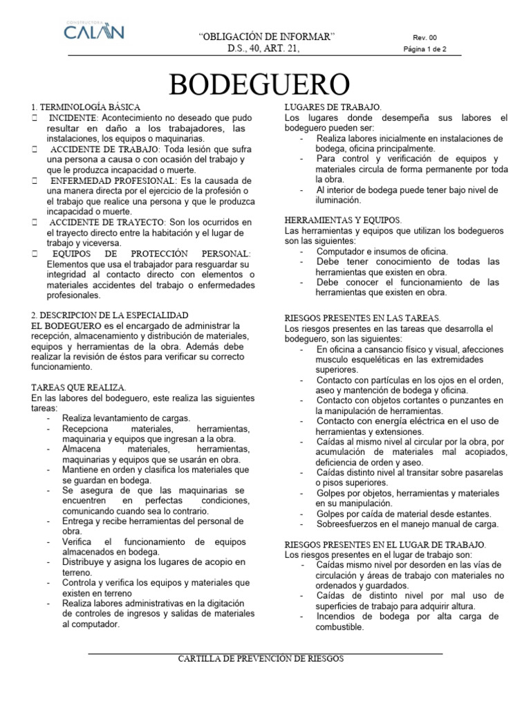 Obligación de Informar sobre Riesgos Laborales | PDF