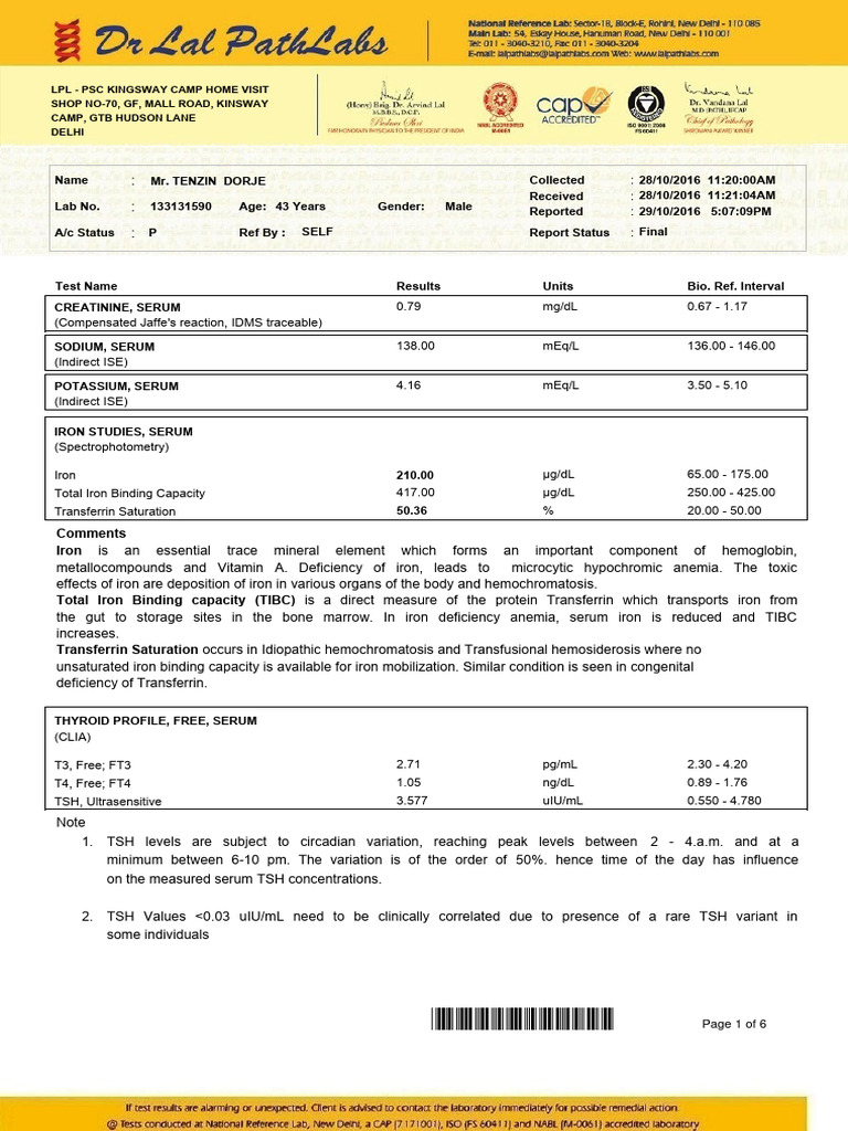 medical report 2016 | PDF | Low Density Lipoprotein | Cholesterol