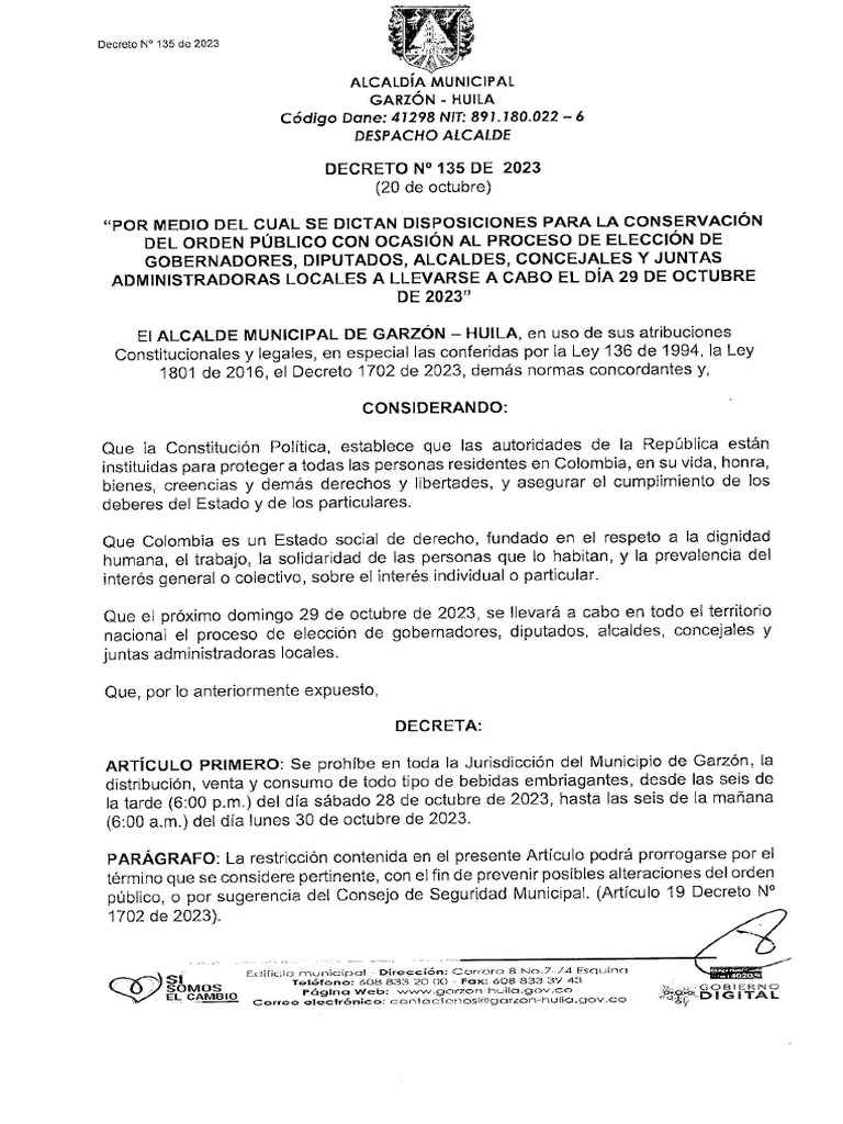 Decreto 135 De 2023 Pdf