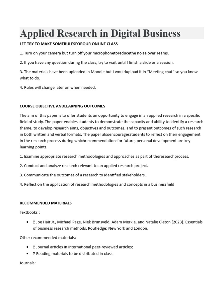 Applied Research in Digital Business | PDF | Quantitative Research ...