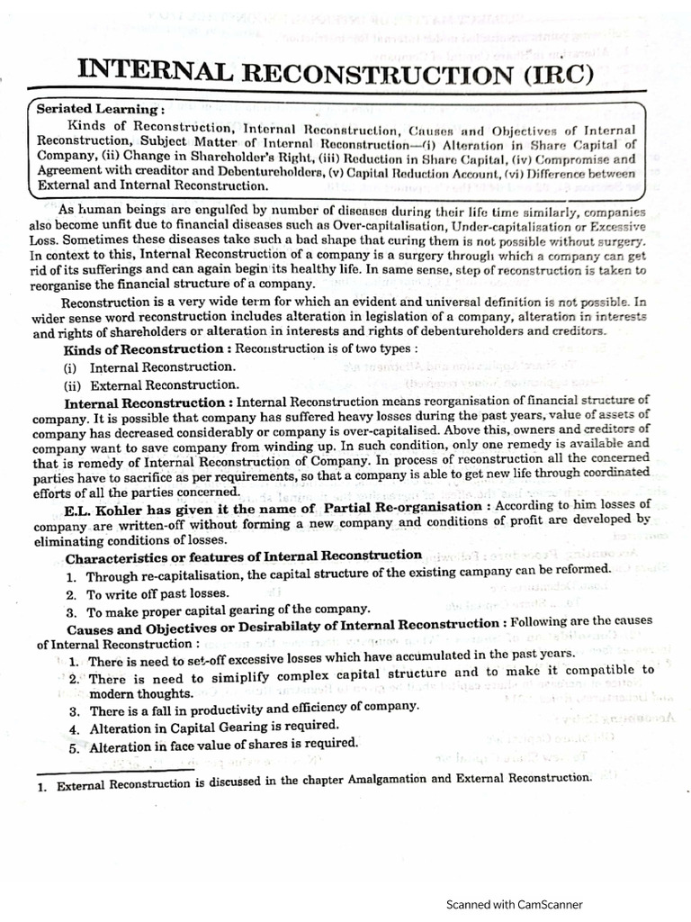 Internal Reconstruction | PDF