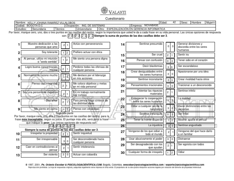 Prueba VALANTI | PDF