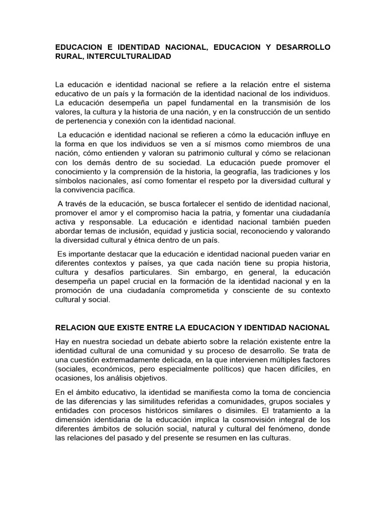 Educación e Identidad Nacional | PDF | Enseñando | Multilingüismo