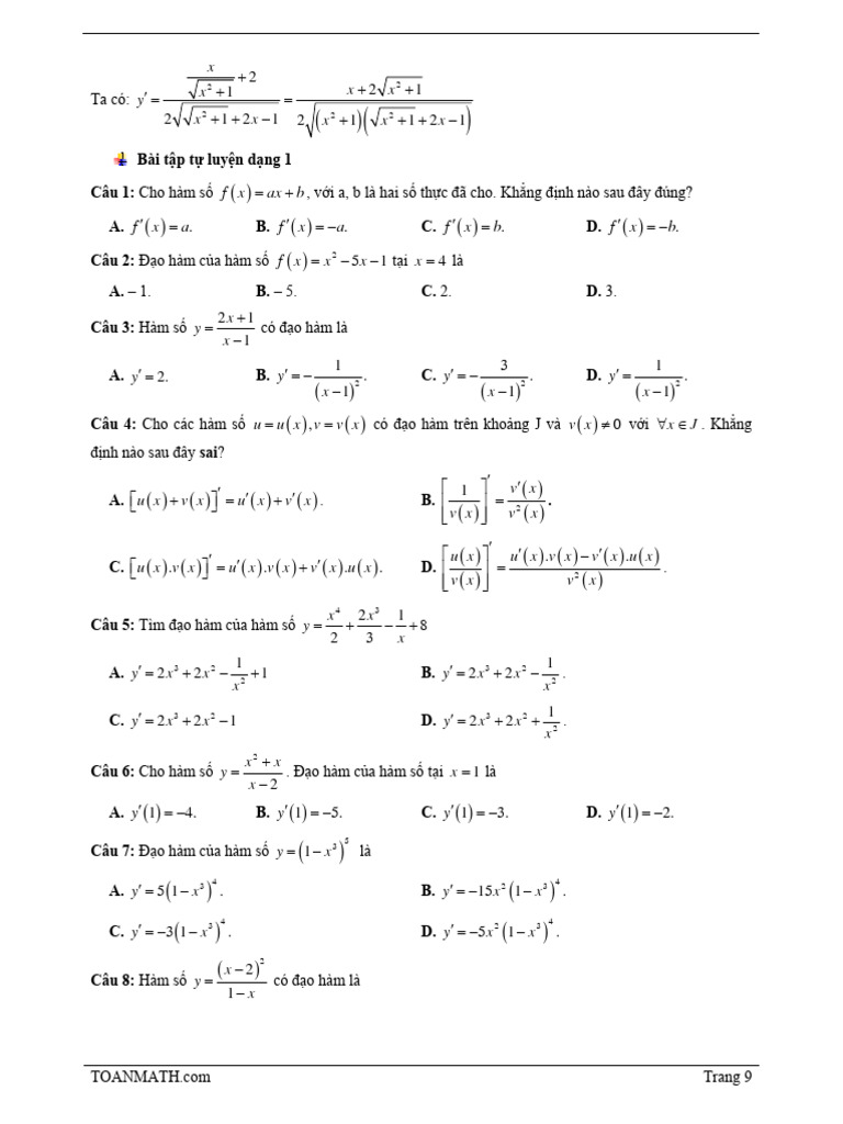 bai-tap-dao-ham | PDF