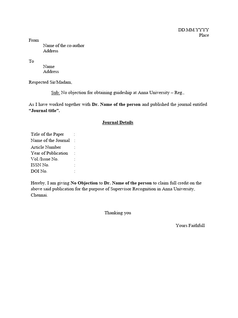 NOC For Paper Publication | PDF