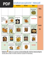 Monthly Tiffin Service Menu Chart | PDF