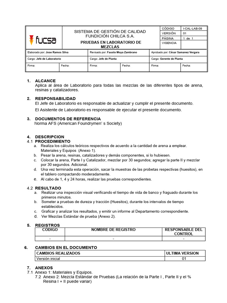 I-CAL-LAB-09-Instructivo para Mezclas Rev X AGA | PDF | Laboratorios