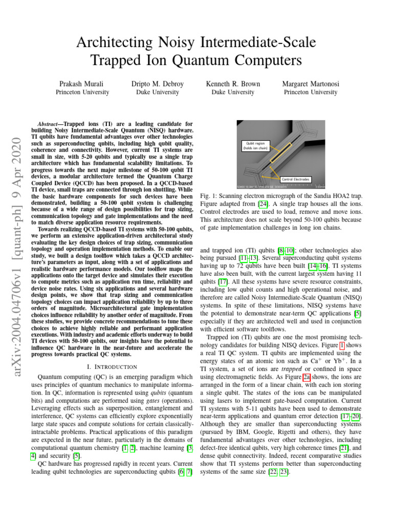 Trapped Ion Quantum Computer Design Insights | PDF | Quantum Computing ...