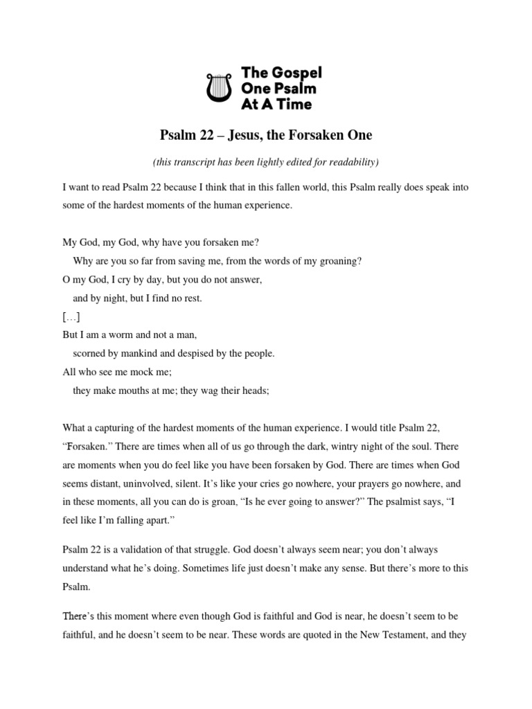 Psalm 22 - Jesus The Forsaken One | PDF | Theology | Religious Belief ...