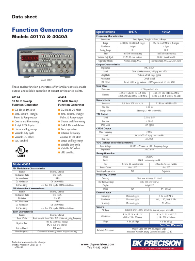 4017A & 4040A Function Generators | PDF | Electrical Engineering ...