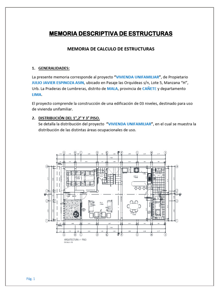 Memoria Calculo Estruc | PDF | Fundación (Ingeniería) | Hormigón