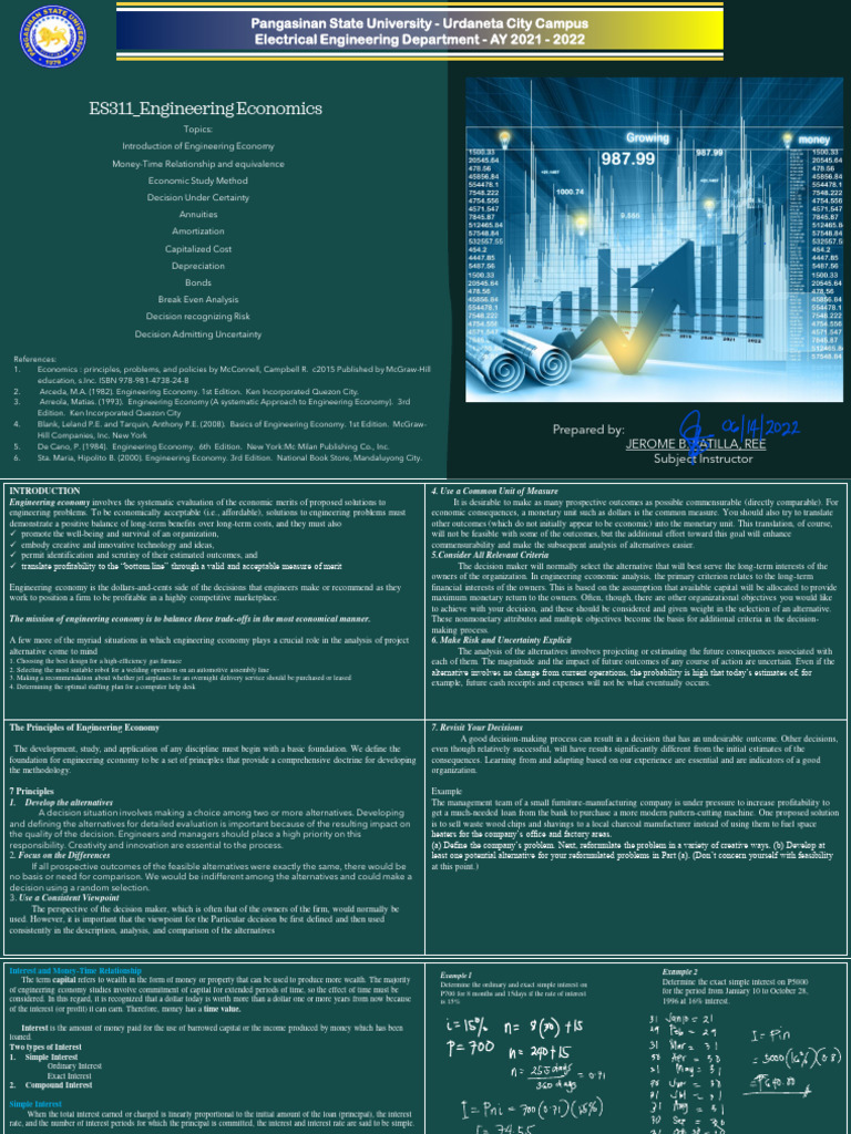 ES311 ENGINEERING ECONOMICS Module 2nd Sem 2021-2022 | PDF | Depreciation | Interest
