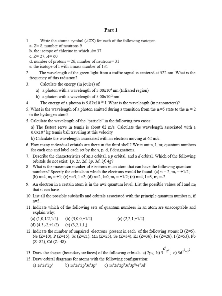 exercises_March-2021 | PDF | Electron Configuration | Atomic Orbital