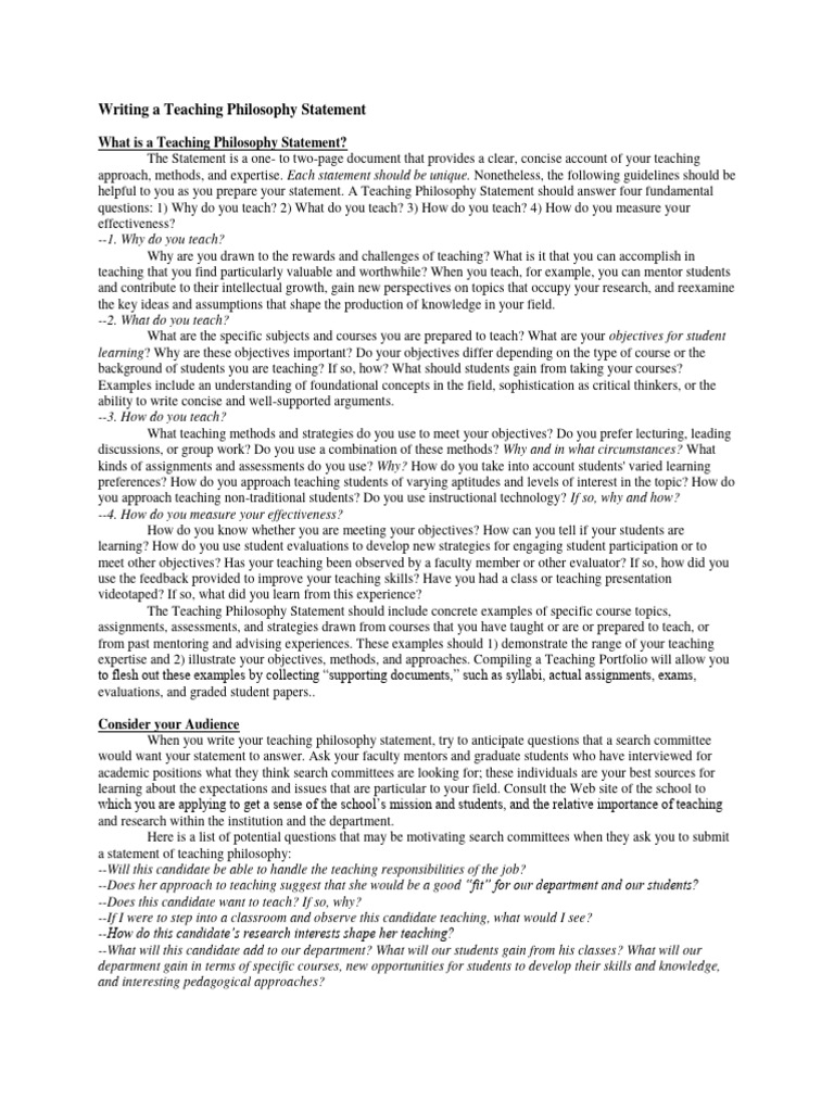 Writing A Teaching Philosophy State | PDF | Pedagogy | Experience