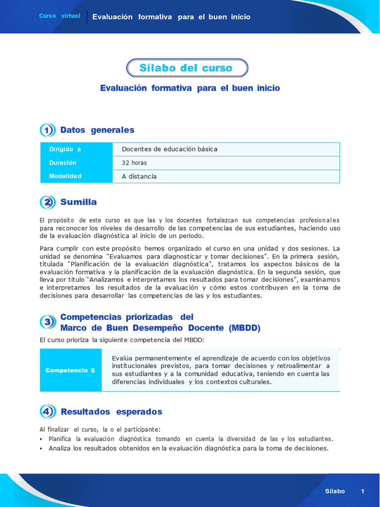 Silabo U1S1 EF | PDF | Evaluación | Pedagogía