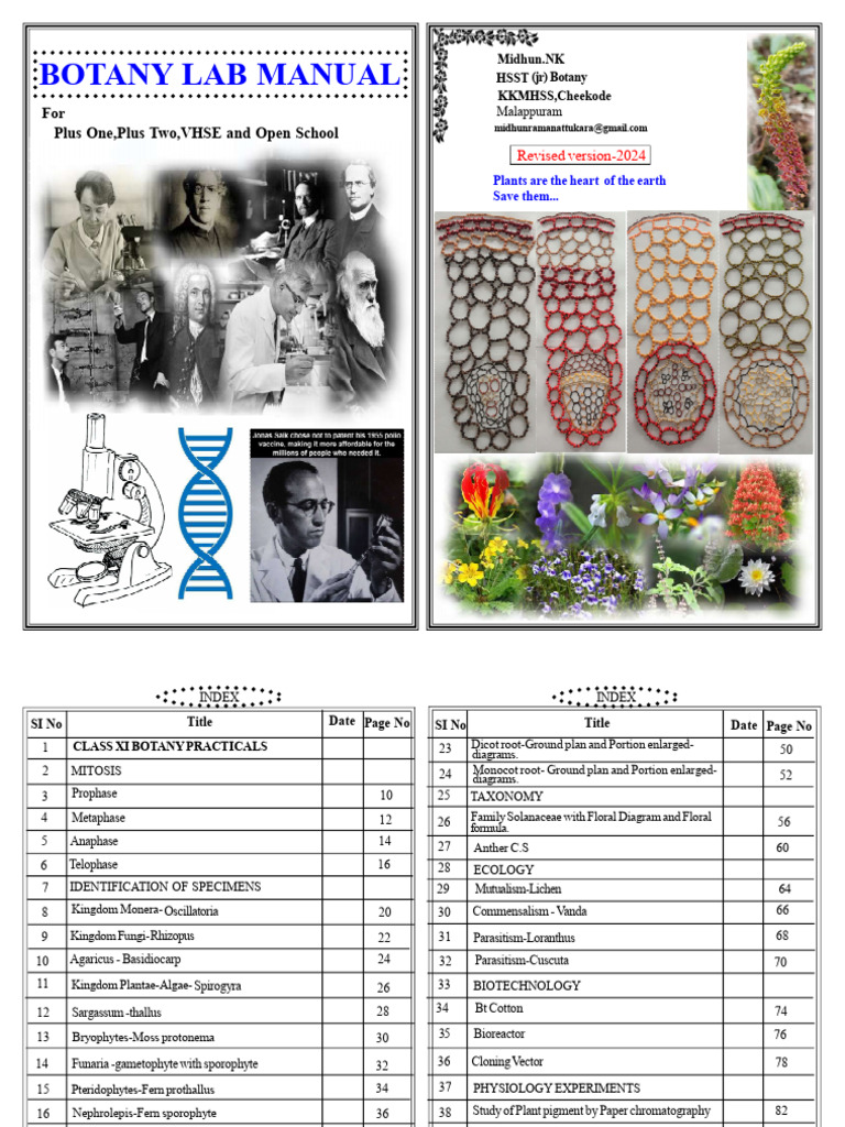 #Botany Lab Manual Revised 2024 | PDF | Mitosis | Plant Stem