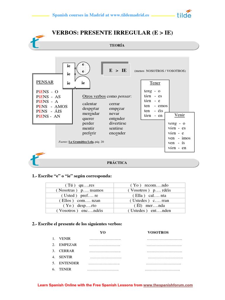 Verbos Presente Irregular e Ie 240313 135253 | PDF