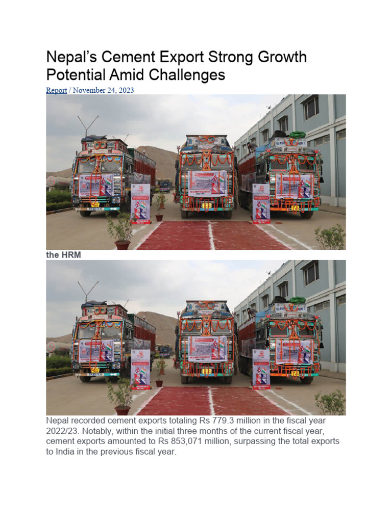 Nepal's Cement Export Growth Insights | PDF | Nepal | Cement