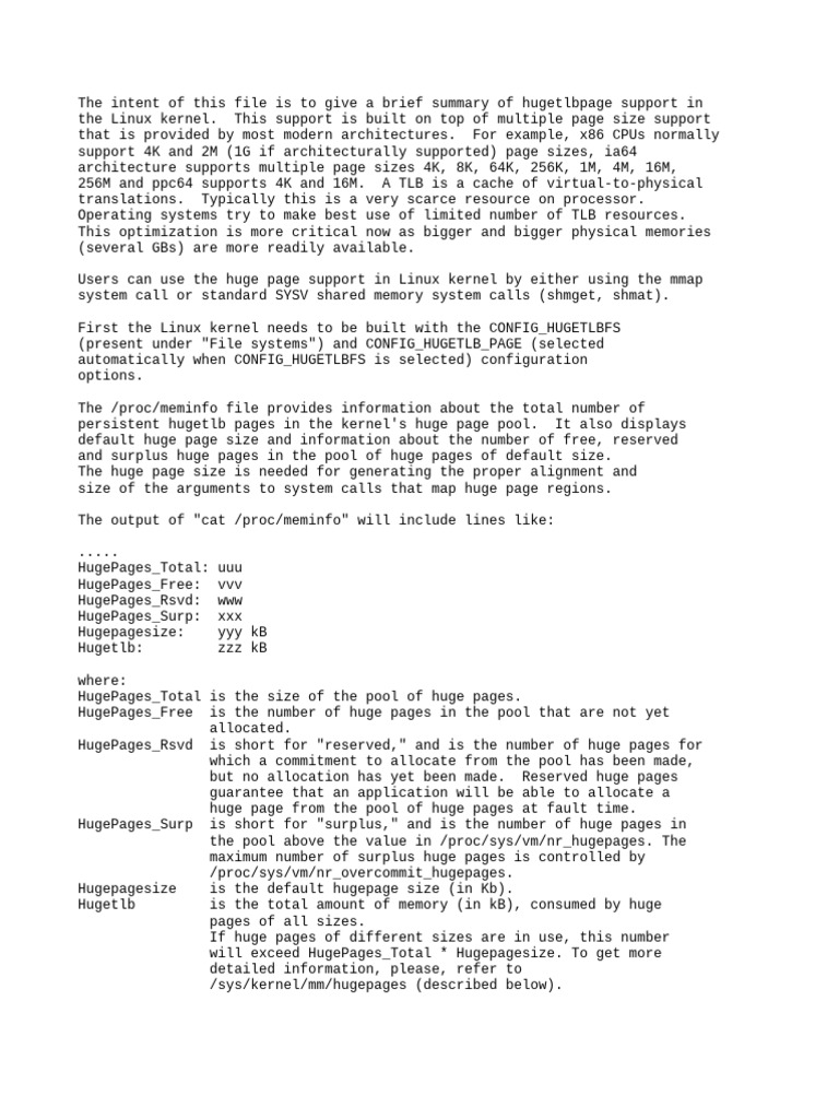 Documentation VM Hugetlbpage | Download Free PDF | File System | Computer Data