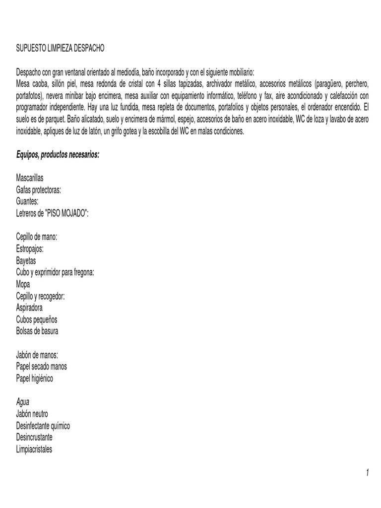 Limpieza Despachos | PDF