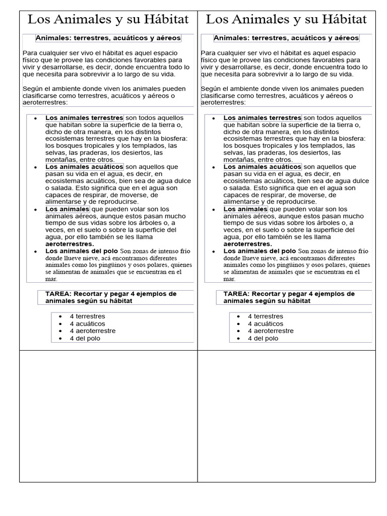 Los Animales y Su Hábitat | PDF | Ecosistema | Suelo