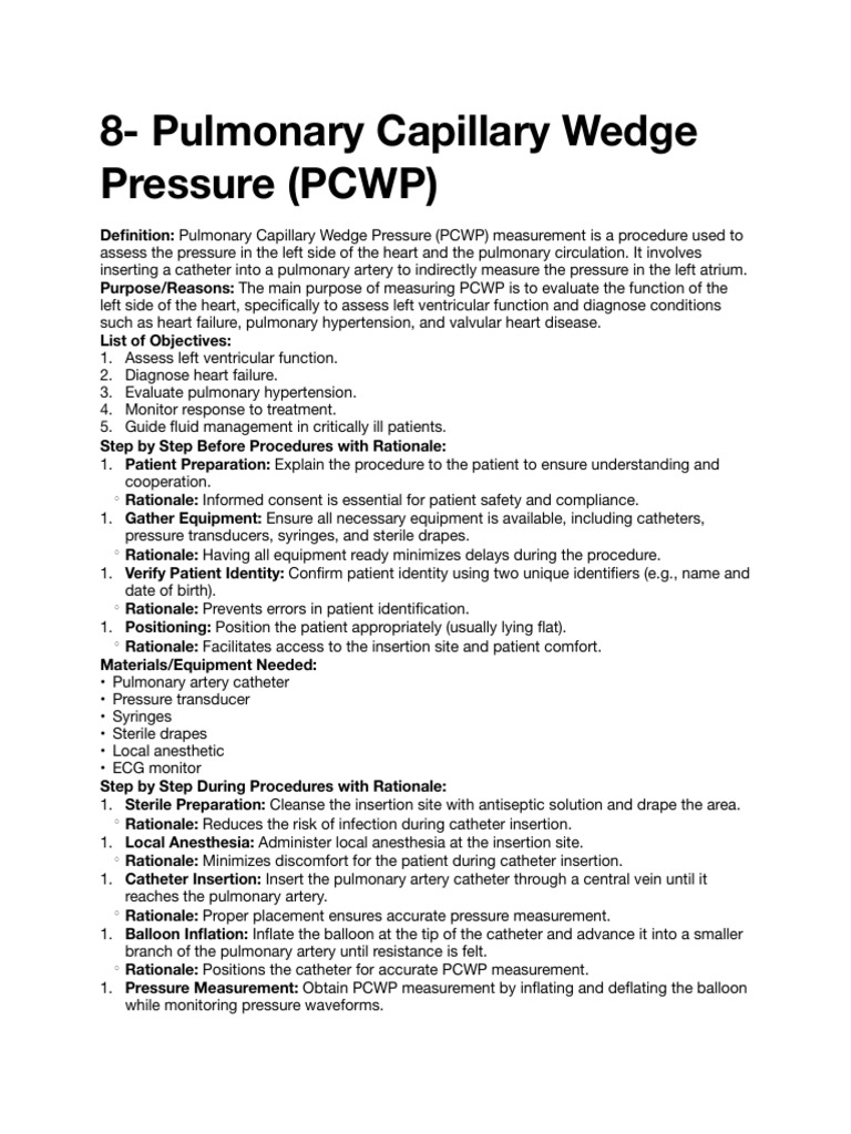 8 - Pulmonary Capillary Wedge Pressure (PCWP) | PDF | Heart | Heart Failure