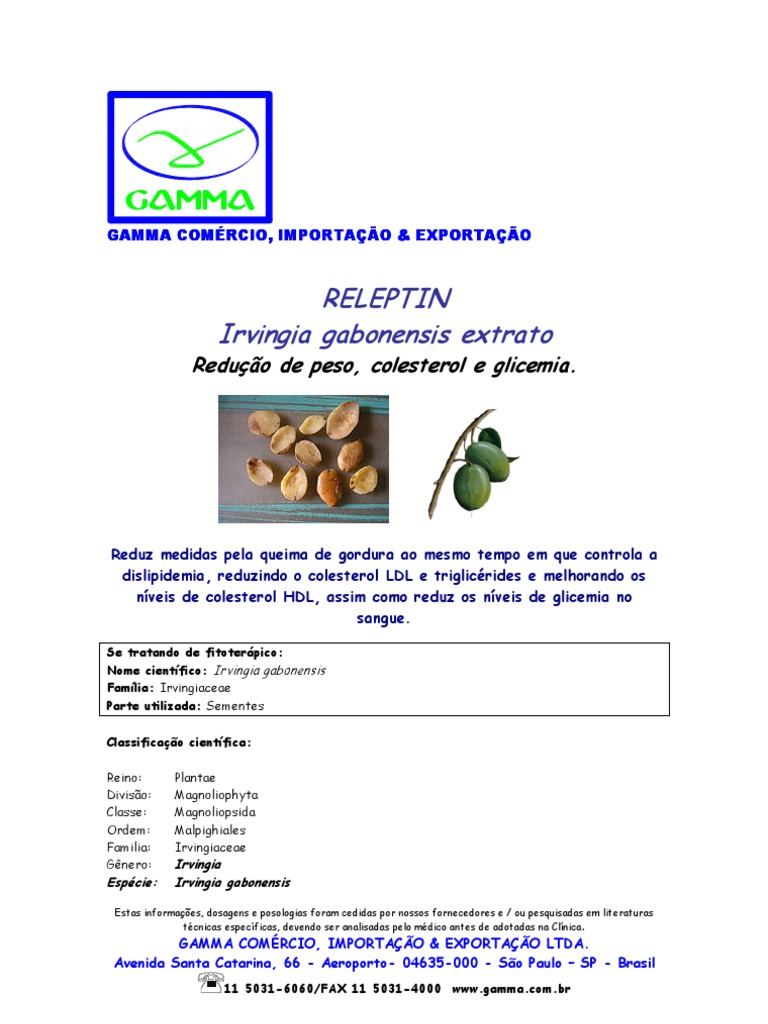 Releptin - Irvingia Is Maio 2010 | PDF | Leptina | Nutrição