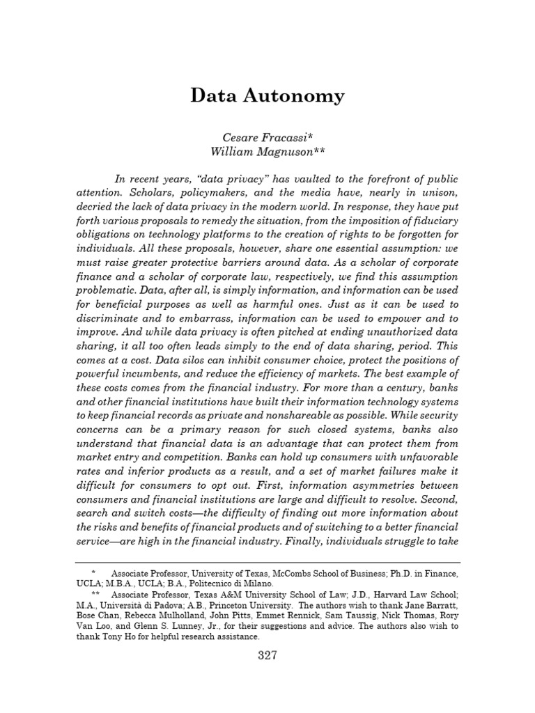 Data Autonomy | PDF | Banks | Loans
