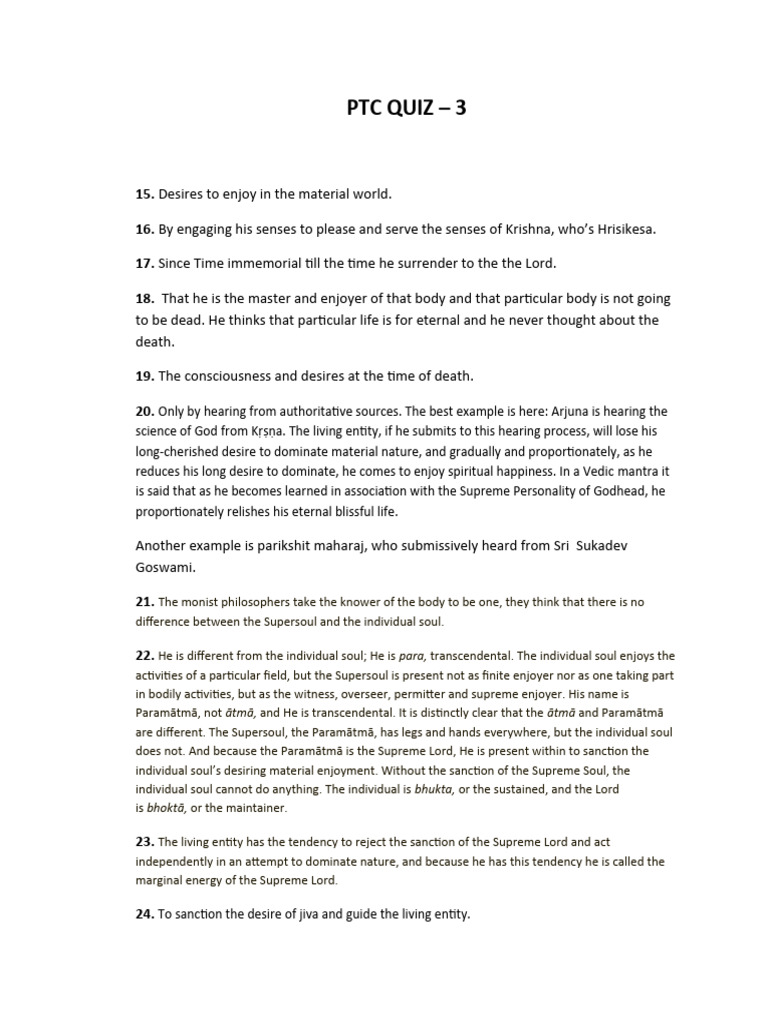 Naam Sevika DD - PTC QUIZ - 3 | PDF | Soul | Religious Belief And Doctrine