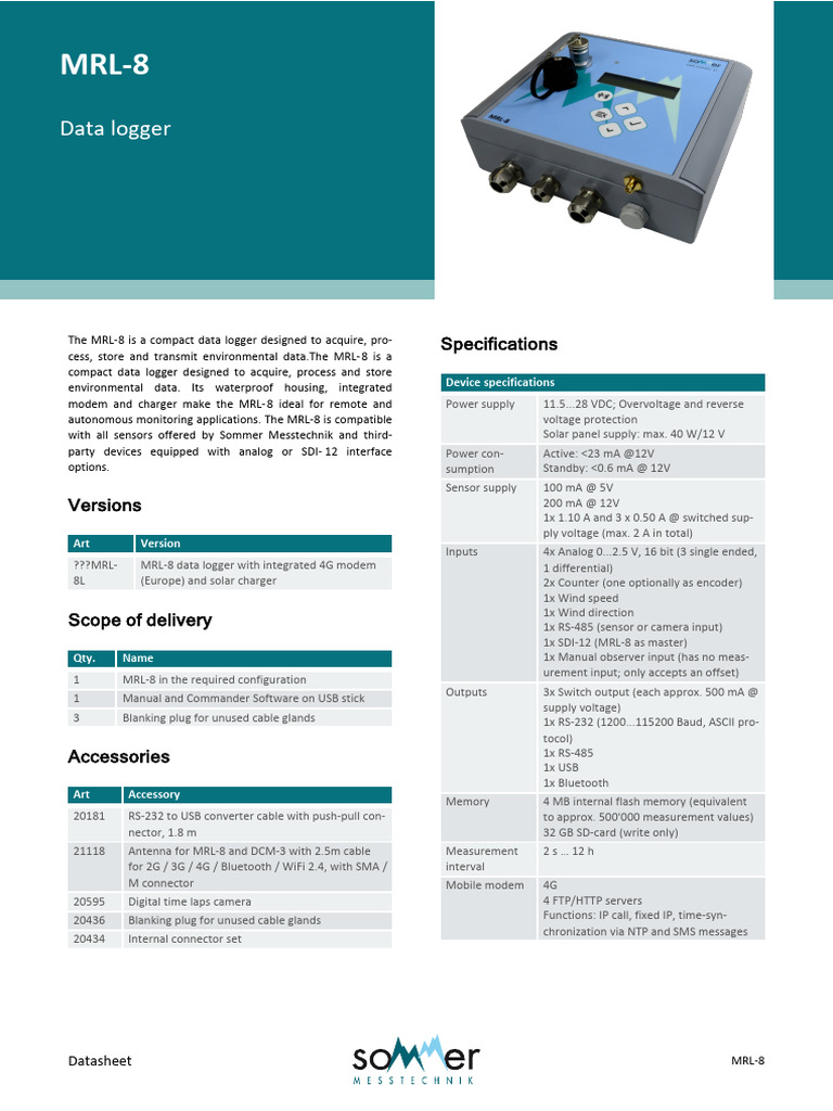 MRL-8 Data Logger - Integrated 4G North American Modem | PDF ...