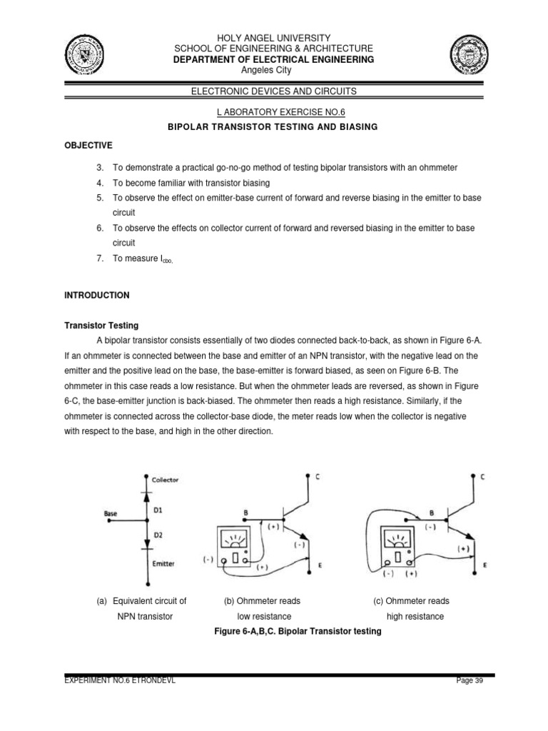 Experiment 6 Manual | PDF | Bipolar Junction Transistor | Transistor