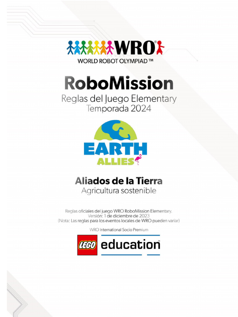 WRO 2024 Misiones Roboticas Elementary Reglas Generales | PDF | Robot ...