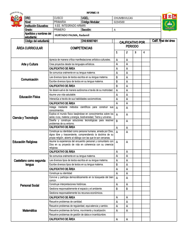 Boletas Primer Grado | PDF | Doctrina | Conocimiento