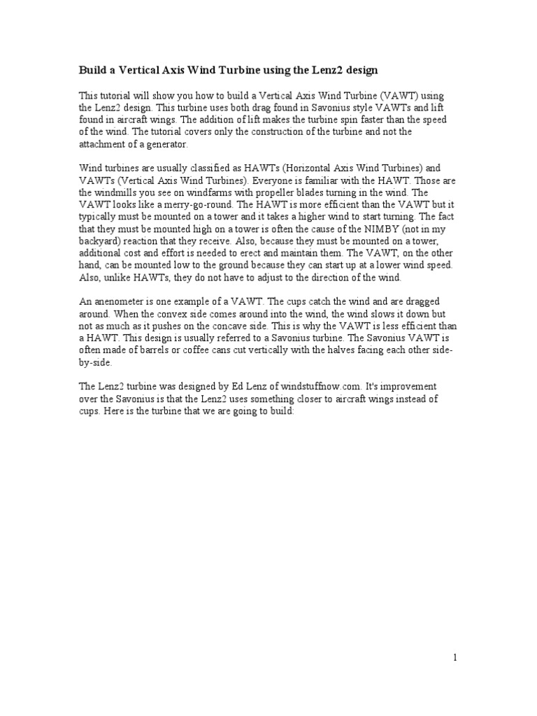 DIY Lenz2 Wind Turbine Guide | PDF | Wind Turbine | Nut (Hardware)