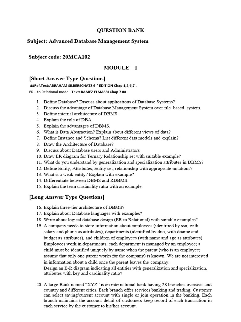 DBMS Questions | PDF | Databases | Relational Database