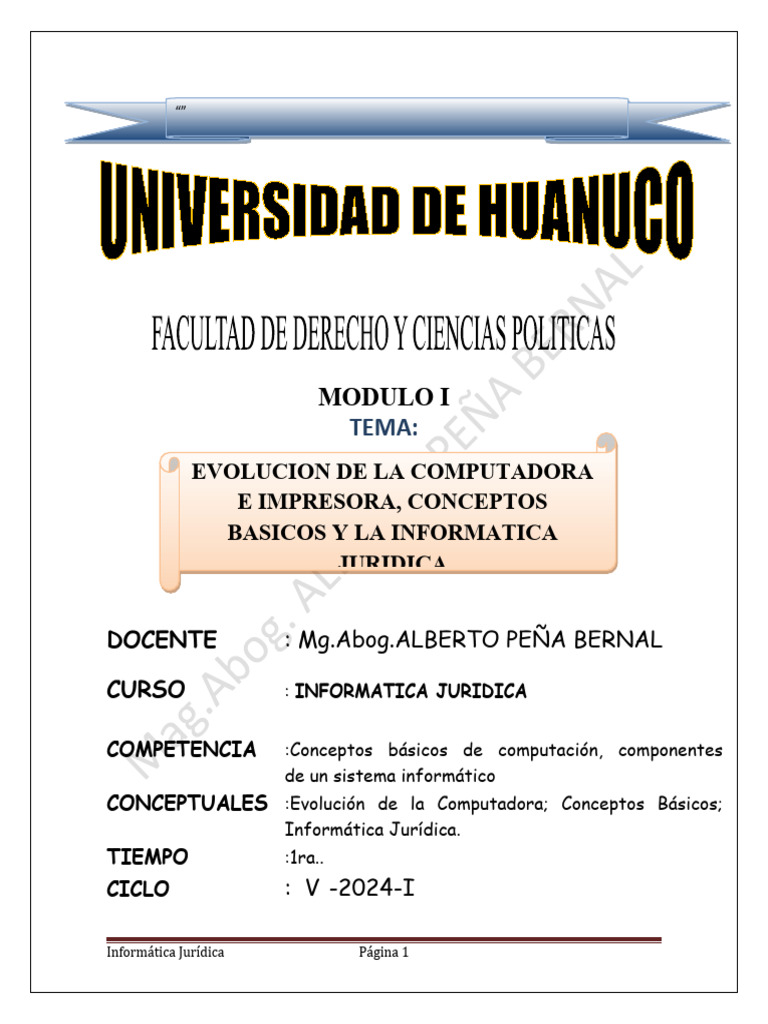 MODULO I EVOLUCION DE LA COMPUTADORA, CENCEPTOS BASICOS E INFORMATICA ...