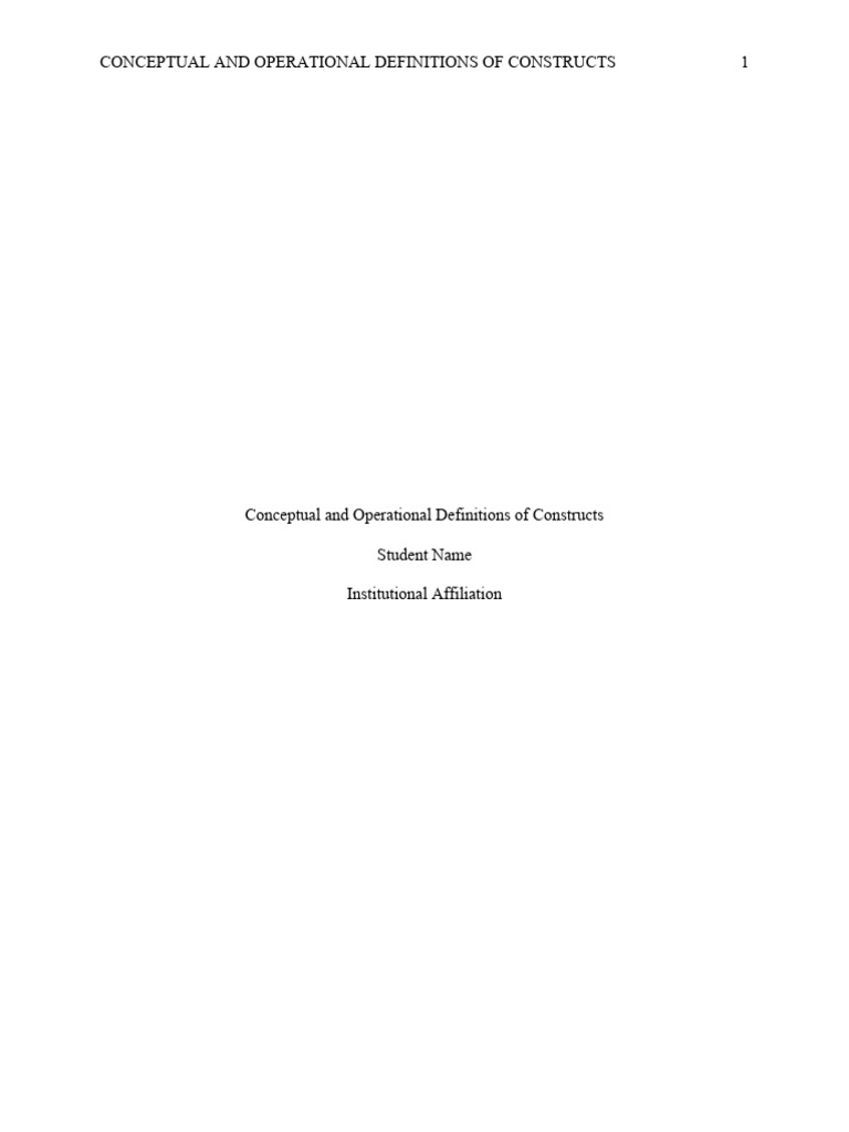 For Conceptual and Operational Definitions of Constructs | PDF ...