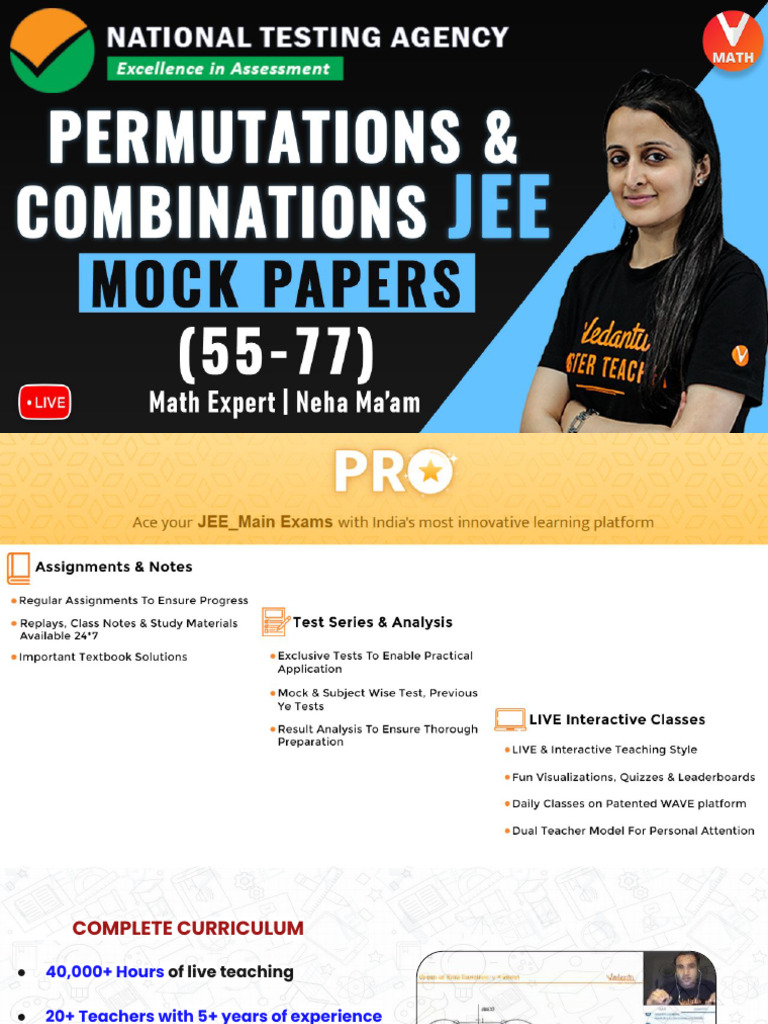 JEE Main: Permutations Guide | PDF | Permutation | Numbers