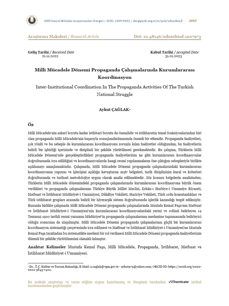 Milli Mucadele Donemi Propaganda Calisma | PDF