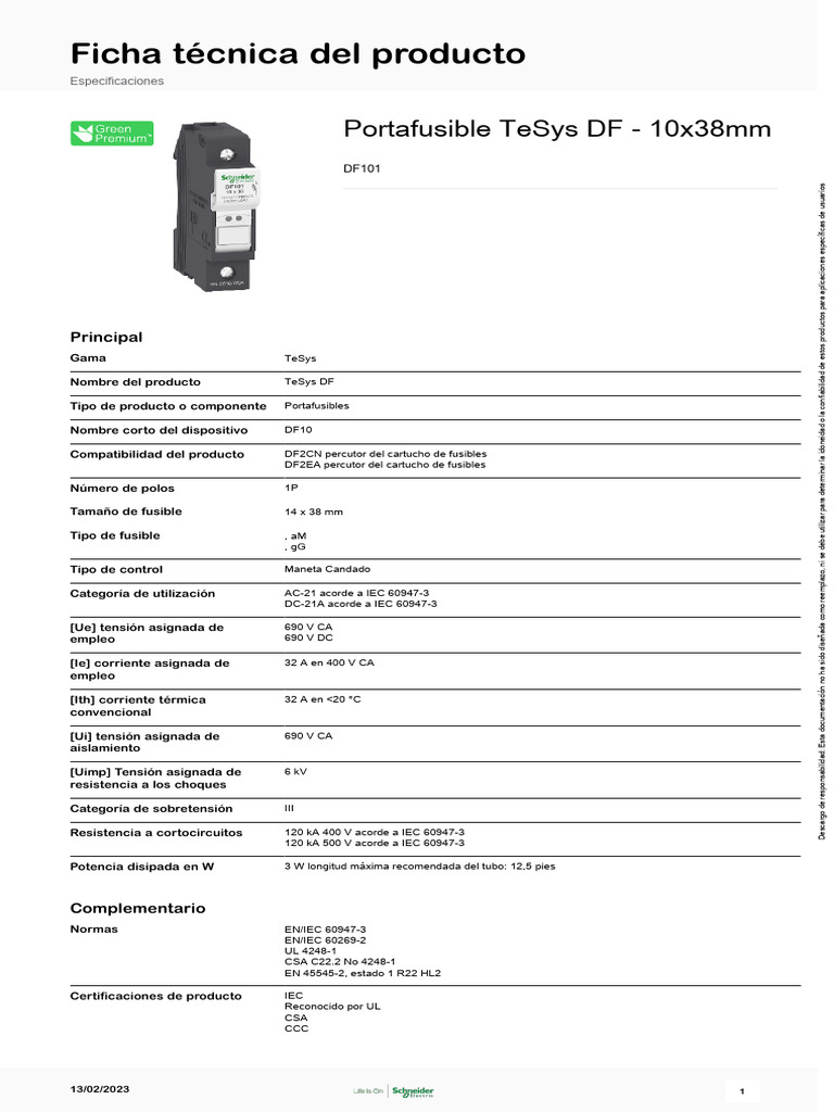 Portafusibles TeSys DF - LS1 - GK1 - DF101 | PDF | Fusible (Eléctrico ...