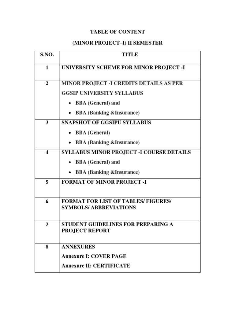 BBA Minor Project-I Guidelines | PDF | Times New Roman